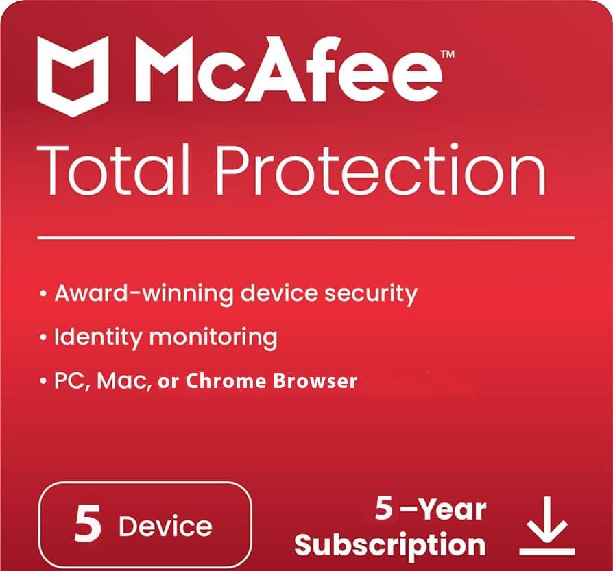 McAfee Total Protection 5 Device 5 Years Windows/Mac (Email Delivery ...