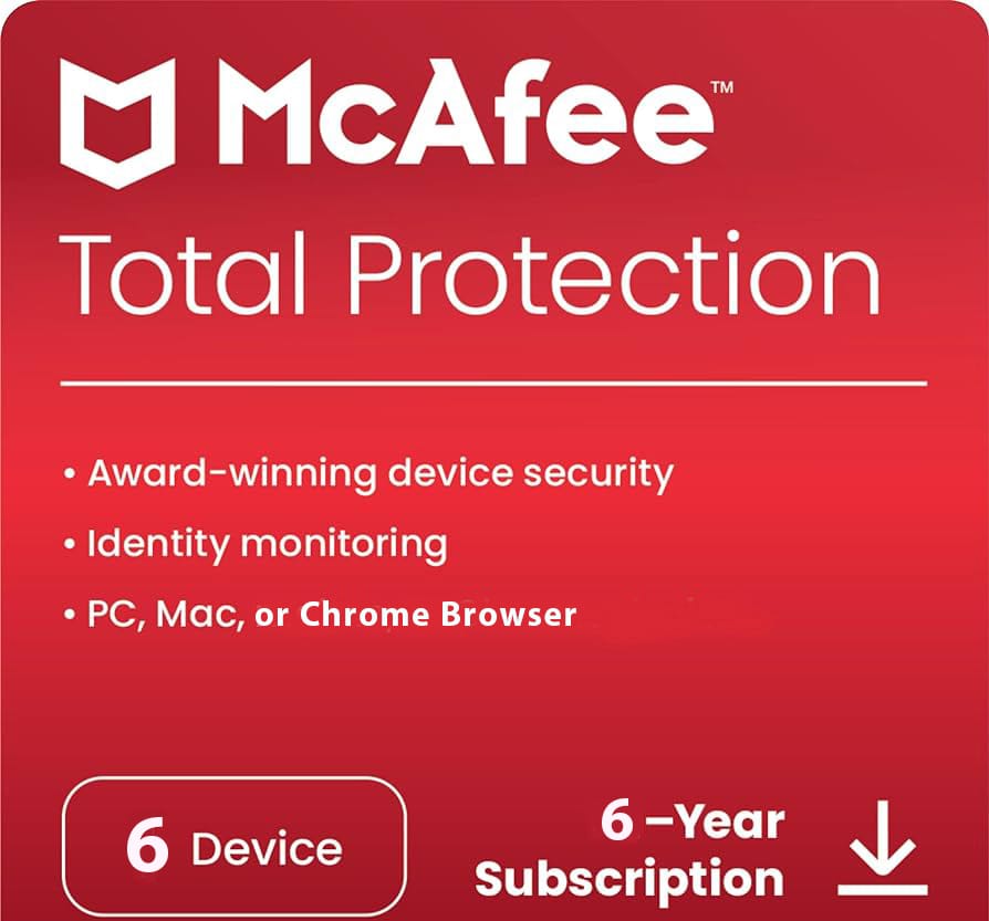 McAfee Total Protection 6 Device 6 Years Windows/Mac (Email Delivery ...