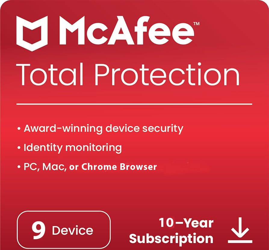McAfee Total Protection 9 Devices 10 Years Windows/Mac (Email Delivery ...